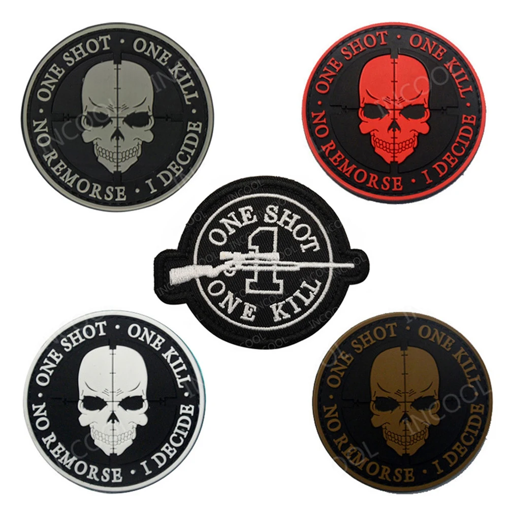 3D-PVC-Sniper-One-Shot-One-Kill-Patch-Tactical-Military-Decorative ...
