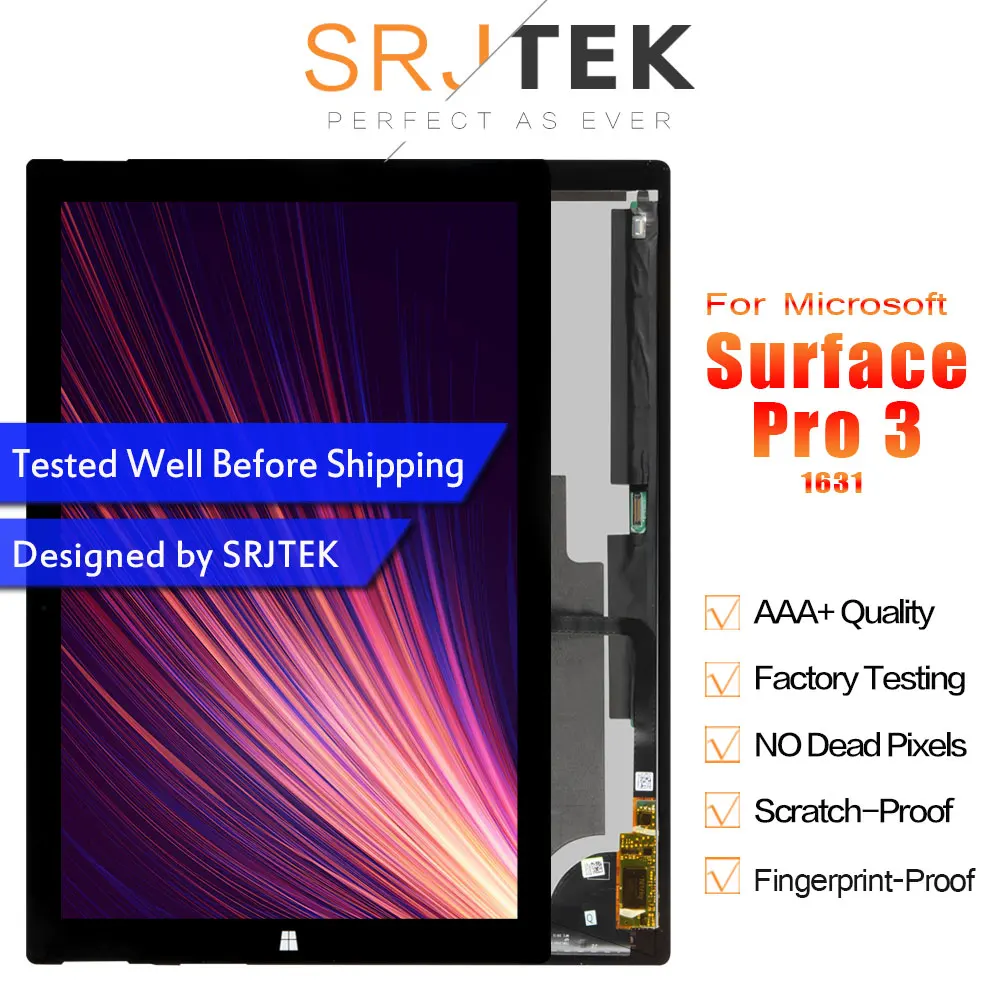 Microsoft Surface Pro 3 LCD 스크린 터치 디지타이저 디스플레이 Pro3 (1631) 패널, TOM12H20 ...