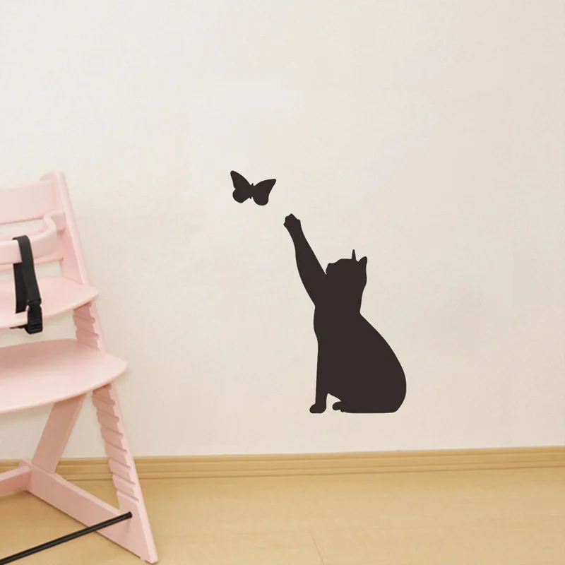 Creative-Kitten-Butterfly-Wall-Sticker-Living-Room-Bedroom-Background ...
