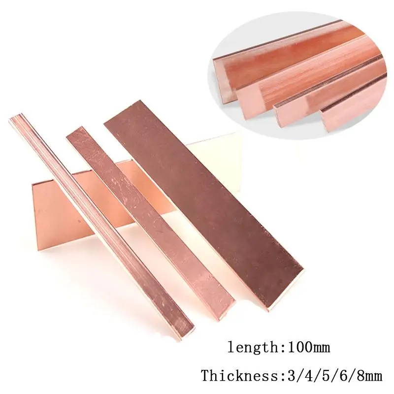 1pcs Copper Strip Flat Square Red Copper Strip Conductive Grounded ...