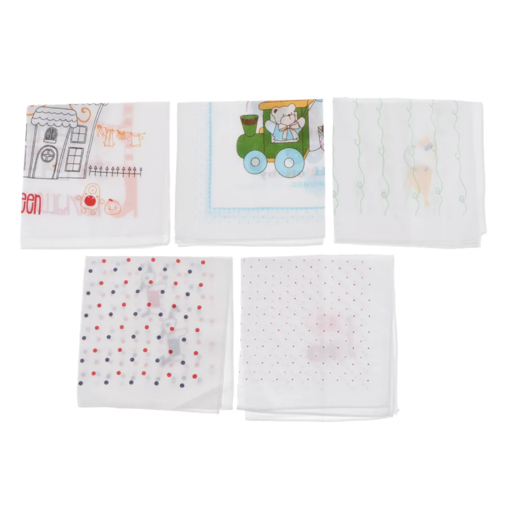 5pc Kids Cute Cartoon Handkerchiefs Baby Boys Hanky Soft Kerchiefs ...
