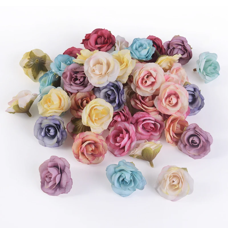 20-50Pcs-Mini-Rose-Artificial-Flower-Head-DIY-Needlework-Handmade-Craft ...