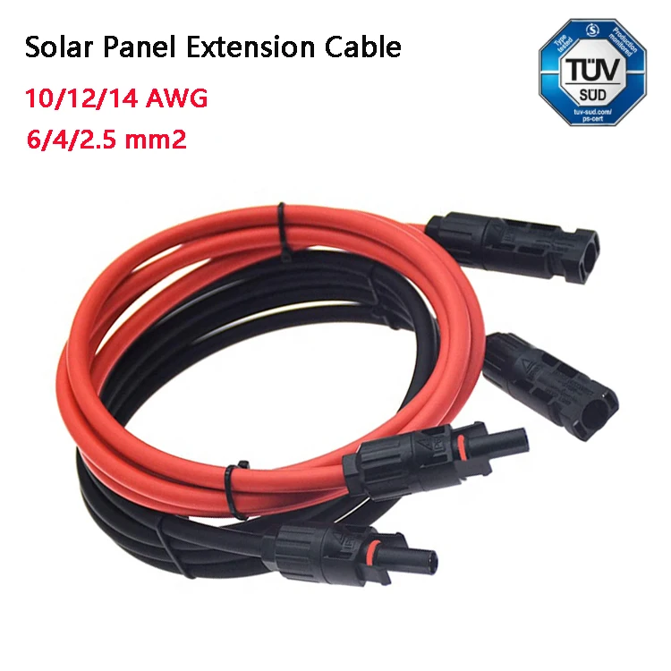 1 Pair Solar Pv Extension Cable 6/4/2.5 Mm2 10/12/14 Awg Tinned-copper ...