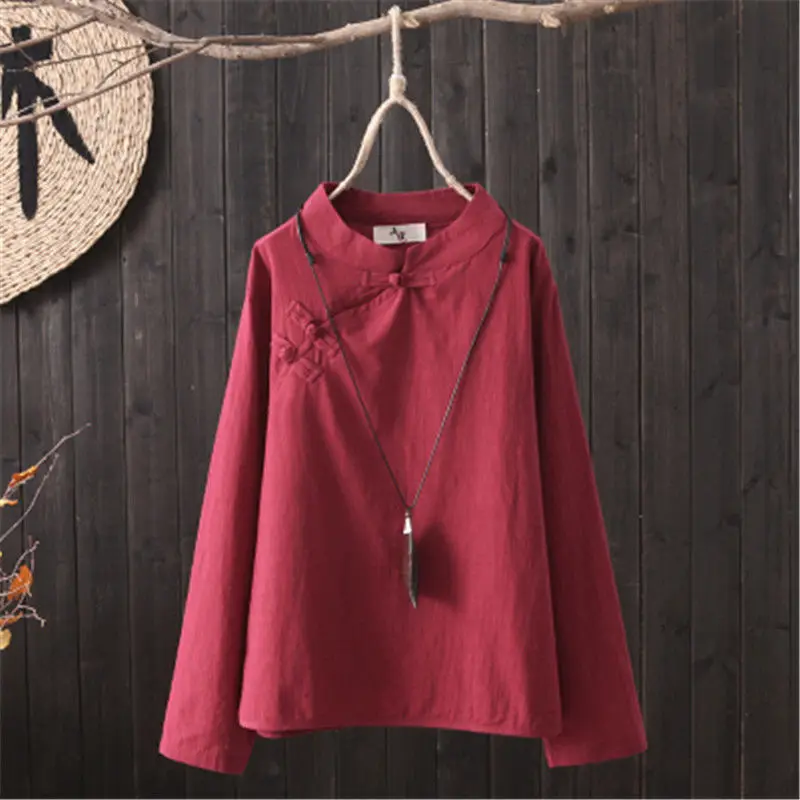 Liziqi tradicional Camiseta de manga larga para mujer, blusa China ...