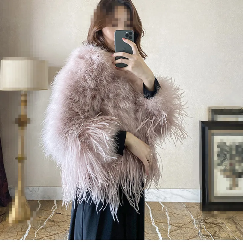 women 100% Real ostrich feather fur Coat Jacket Bolero Bridal Formal ...