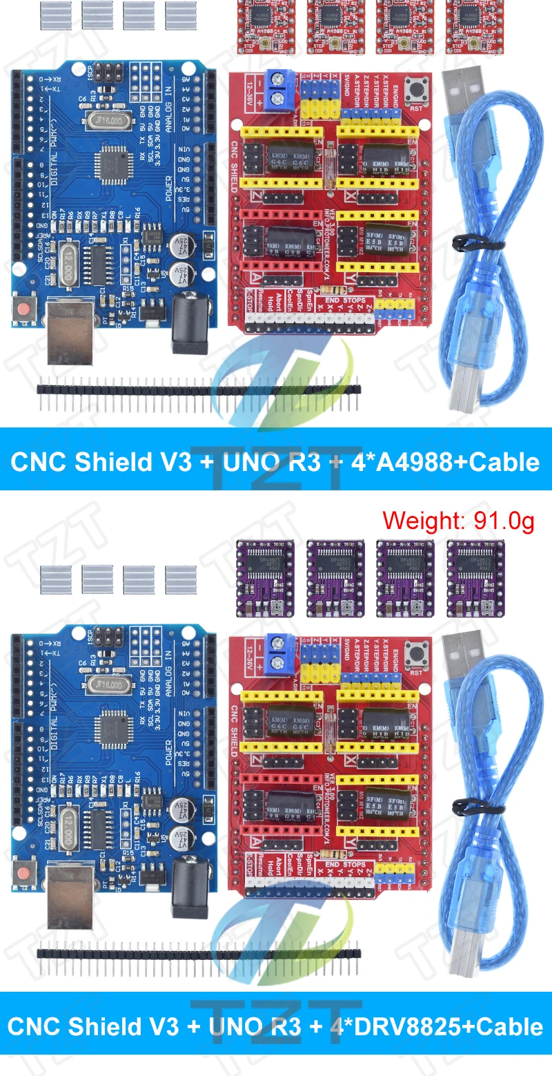 Circuits intégrés,With DRV8825--Cnc Shield V3 Engraving Machine 3d Printe+ 4pcs Drv8825 Or A4988 ...