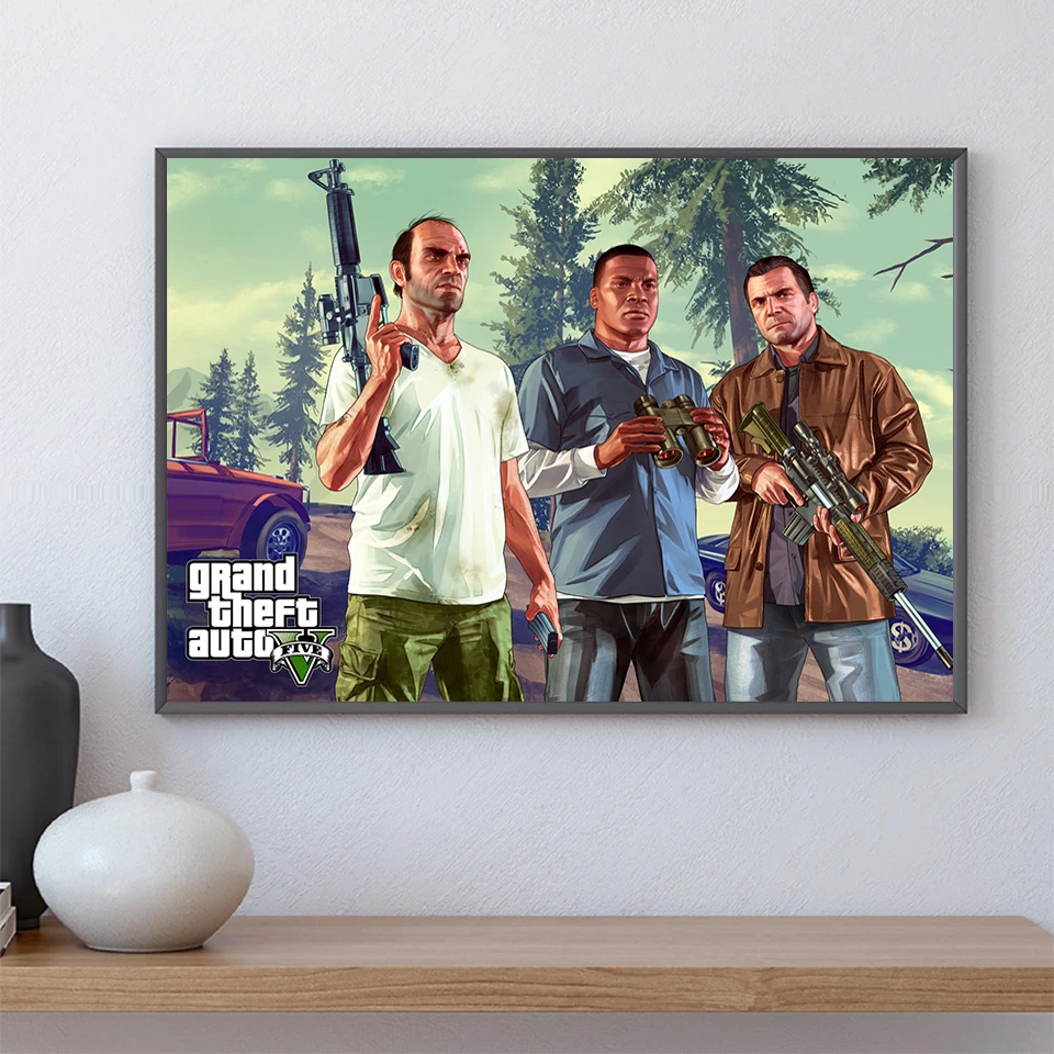 Tableau - Toile,GTA 5 Affiche Toile Art Mural GTA V Jeu Fond D'écran ...
