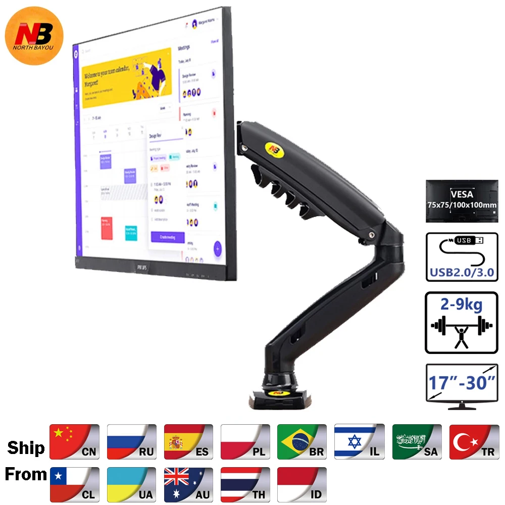 New-NB-F80-Load-2-9kgs-Desktop-Gas-Spring-17-27-LCD-LED-Monitor-Holder ...