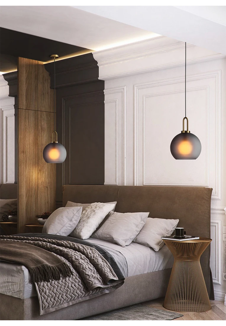 Sphere glass hanging lamp Transparent Cylindrical Edison glass pendant ...