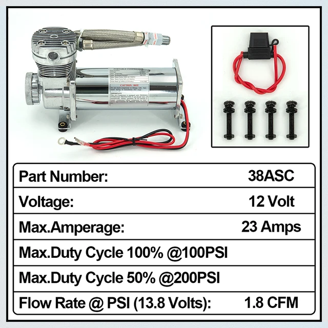Mains Powered Tyre Inflator PTNHZ Universal 1.2 Gallon Removable 200 ...