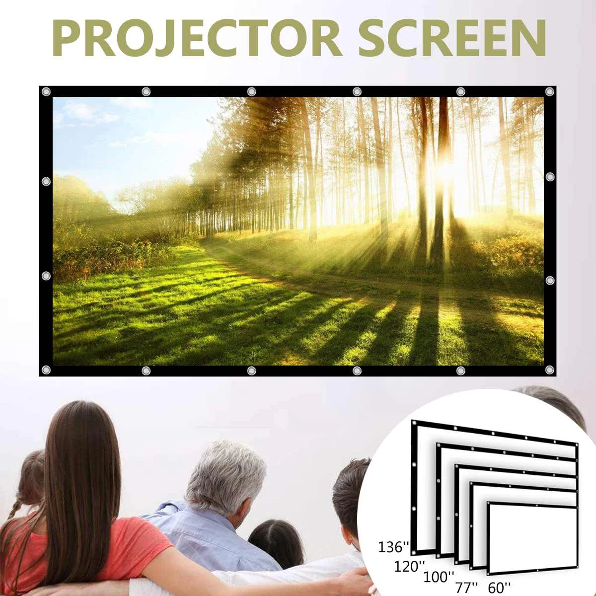 High Brightness Reflective Projector Screen 60/77/100/120/150 Inch 16:9 ...