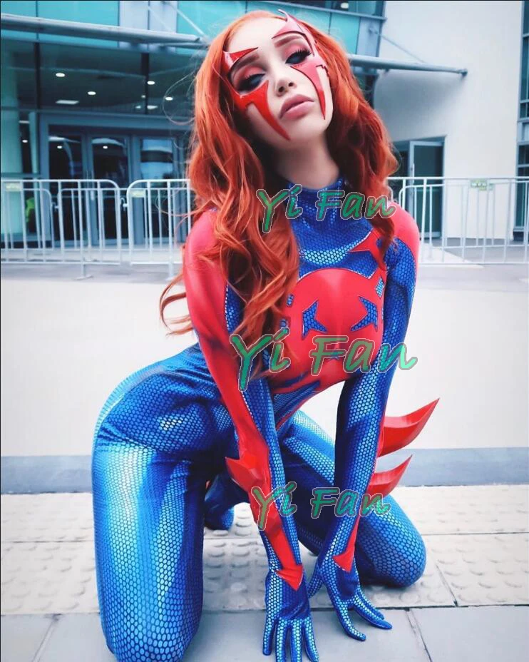 2099 슈퍼 히어로 여자 의상 어린이 성인 할로윈 의상 스판덱스 3d 인쇄 여자 코스프레 젠타이 의상 그냥 바디 수트영화