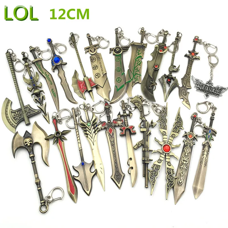 12 CM Game LOL Keychain League Of Legend Weapon Key Chain Hero League ...