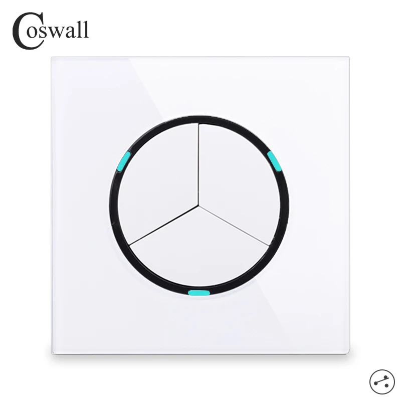 Coswall 3 Gang 2 Way Random Click On / Off Wall Light Switch LED Pass ...
