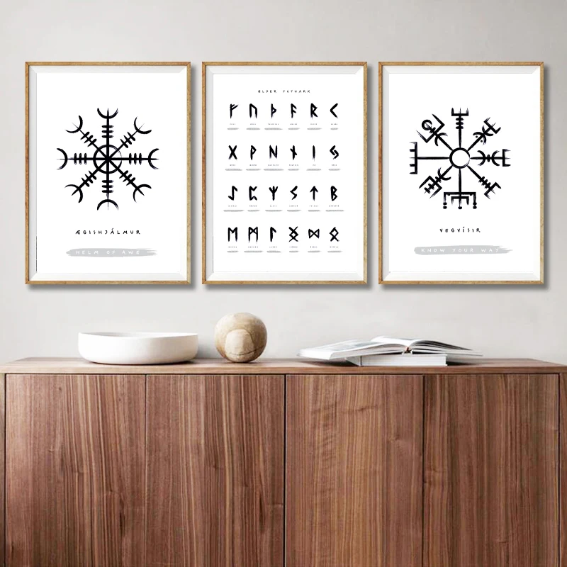 Runes Posters And Prints Viking Scandinavian Old Elder Wall Art ...