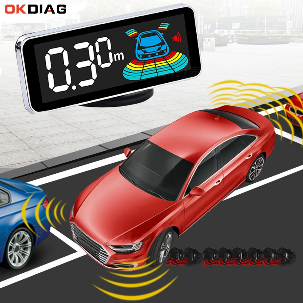 8 Sensor Parking Sensor Reversing Radar Detector LED Digital Car ...
