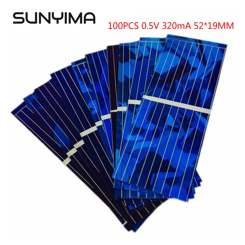 SUNYIMA 100PCS 0,5 V 320mA Solar Panel 52*19mm Mini Poly Solar Zellen ...