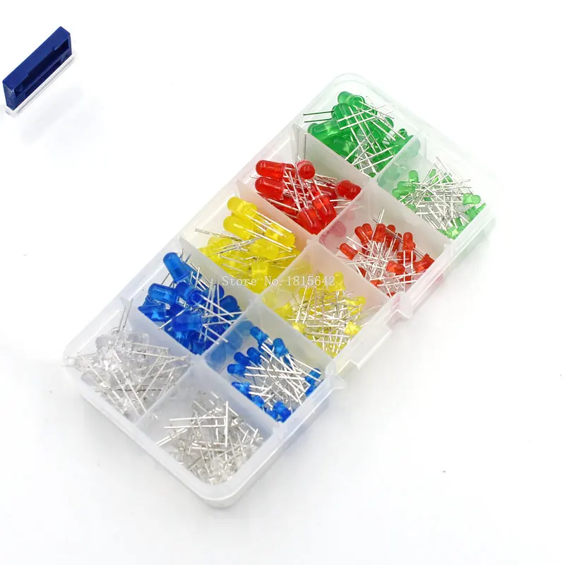 200pc/lot 3mm 5mm Led Kit With Box Mixed Color Red Green Yellow Blue ...