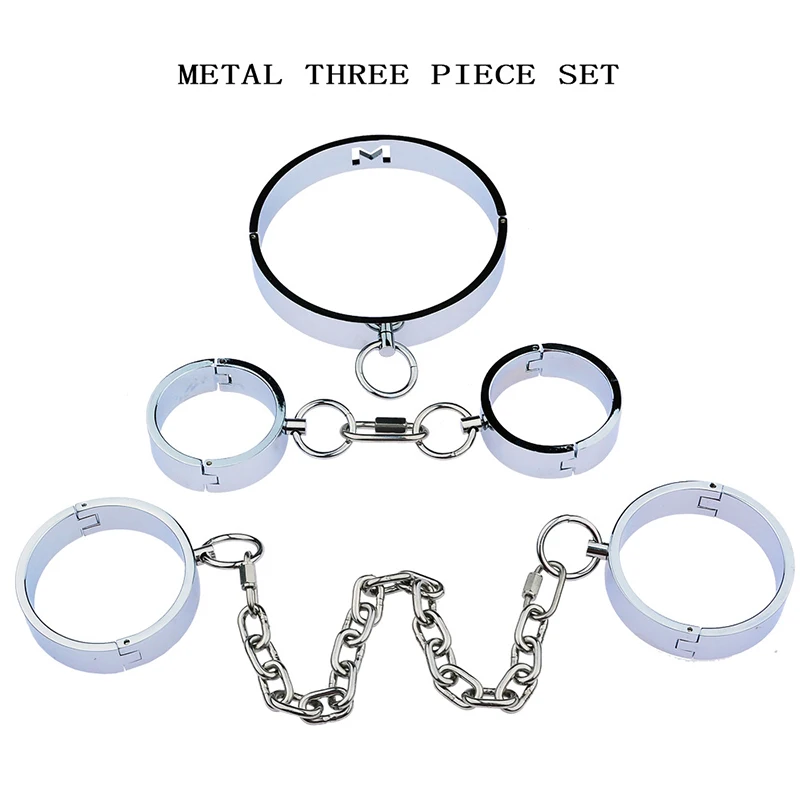 New Adult Games Metal Restraints Bdsm Bondage Neck Collar Hand Ankle 2669