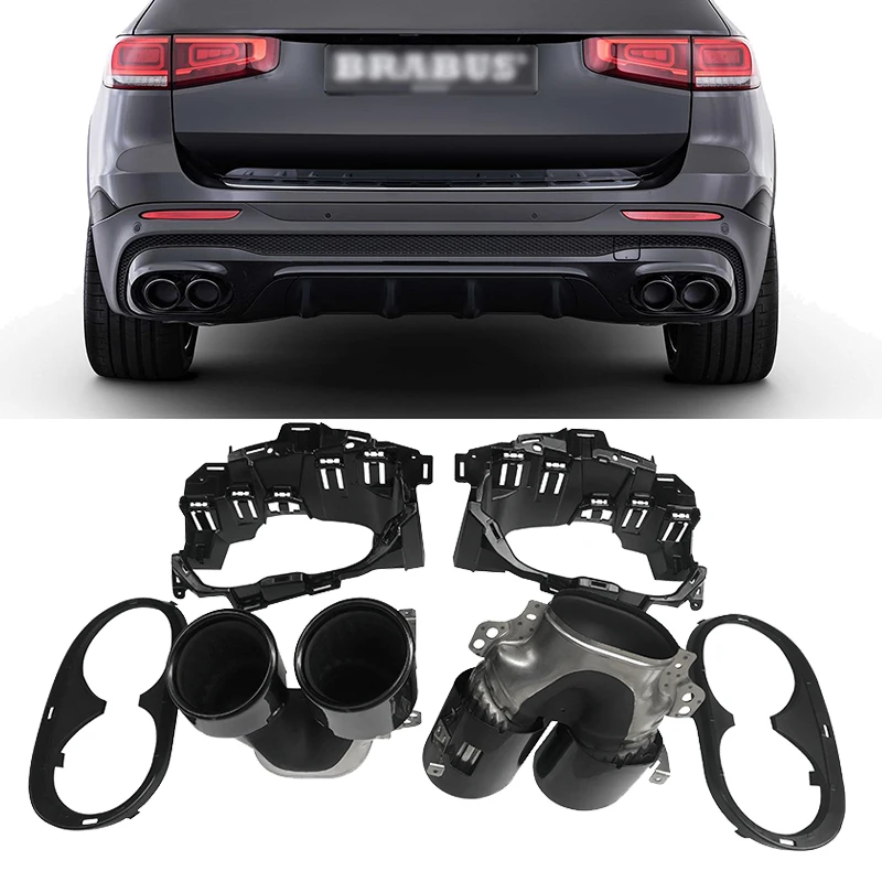 Car Bumper Exhaust Tips Pipes Stainless Black Muffler For Mercedes Benz ...