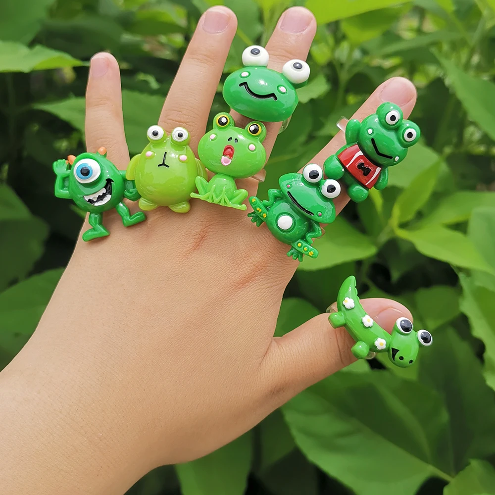 Lost-Lady-New-Green-Cartoon-Frog-Resin-Rings-Novelty-Cute-Rings-for ...