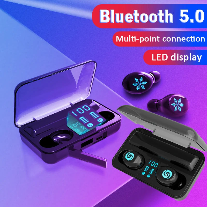 2 Styles Tws F9 True Wireless Bluetooth Earphone Touch Stereo Bass