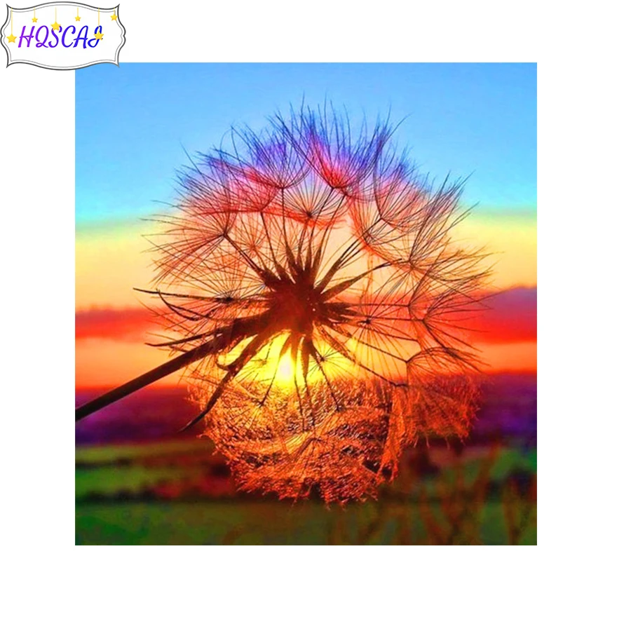 5D Diy Diamond Painting Sunset dandelion Full Round Square Drill ...