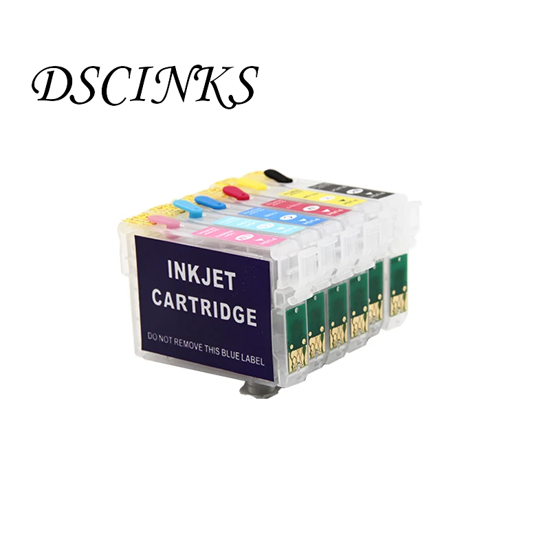 6pcs T0851 Refillable Ink Cartridge With Permanent Chip For T0851 T0852 ...