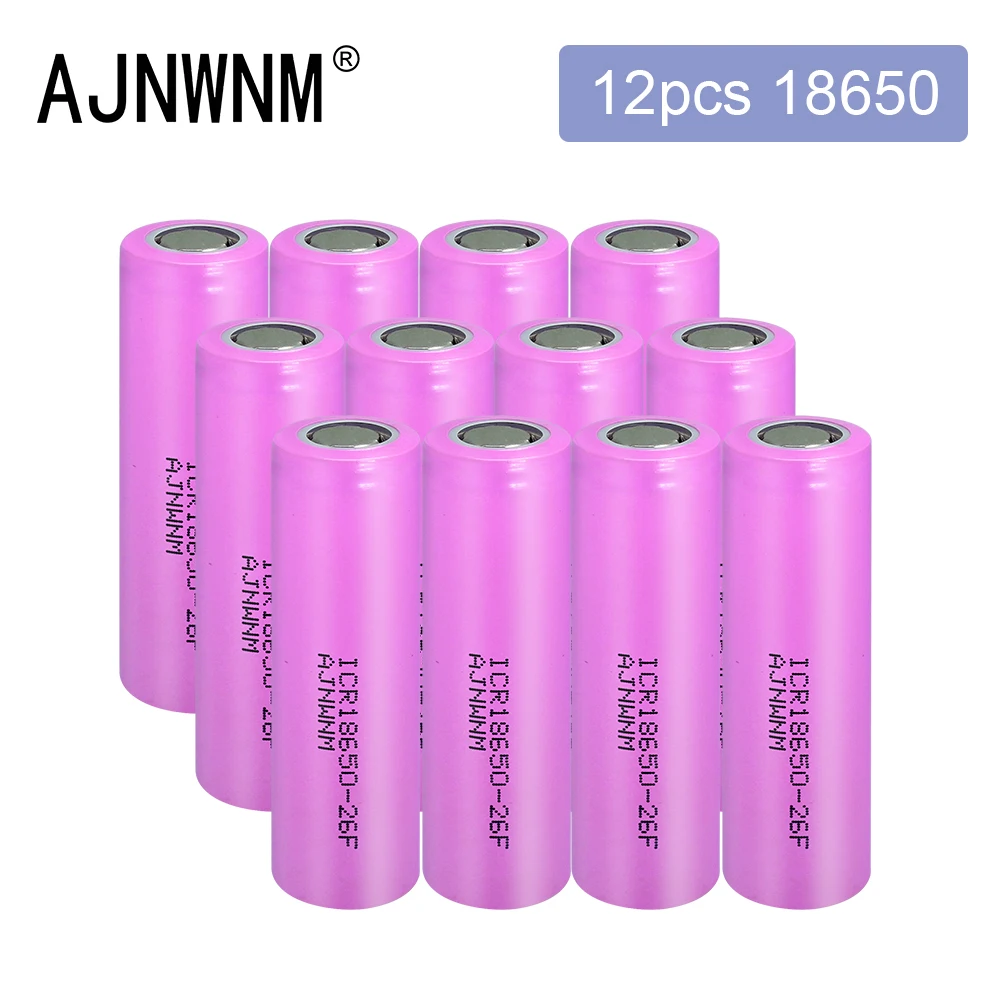 1 12PCS New 100% Original 18650 2600mah battery ICR18650 26FM Li ion 3 ...