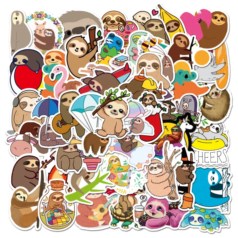Wg55 Cute Sloth Animal Laptop Stickers Relax Life Funny Text Cartoon ...