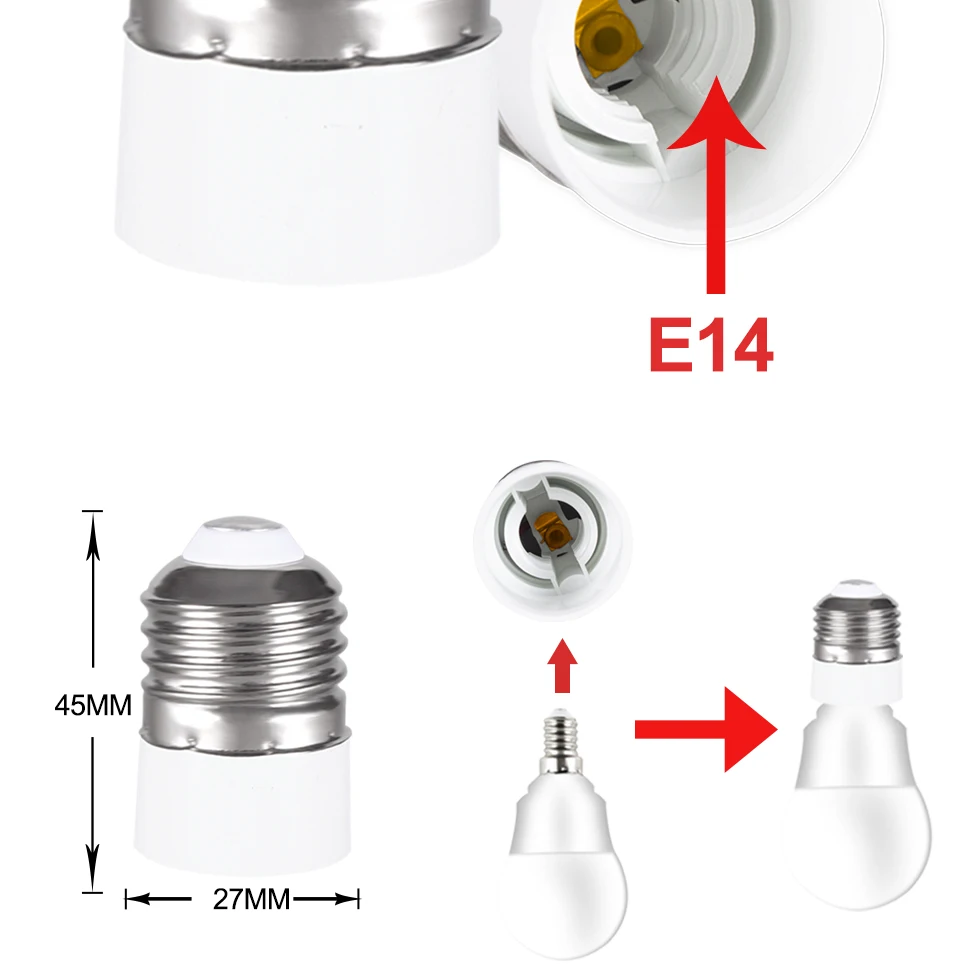PIED DE LAMPE,EU TO E27--Support de lampe E27 B22 E14 GU10 US EU, convertisseur AC85V 265V LED ...