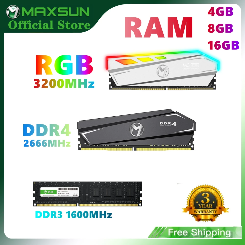 Maxsun Memoria Rams Ddr4 4gb 8gb 16gb Memory Ddr3 1600 2666 3200mhz Ram ...