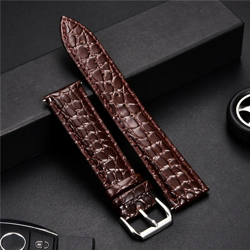 Crocodile-Skin-Design-Calfskin-Soft-Watch-Strap-Leather-Watchband-16mm ...