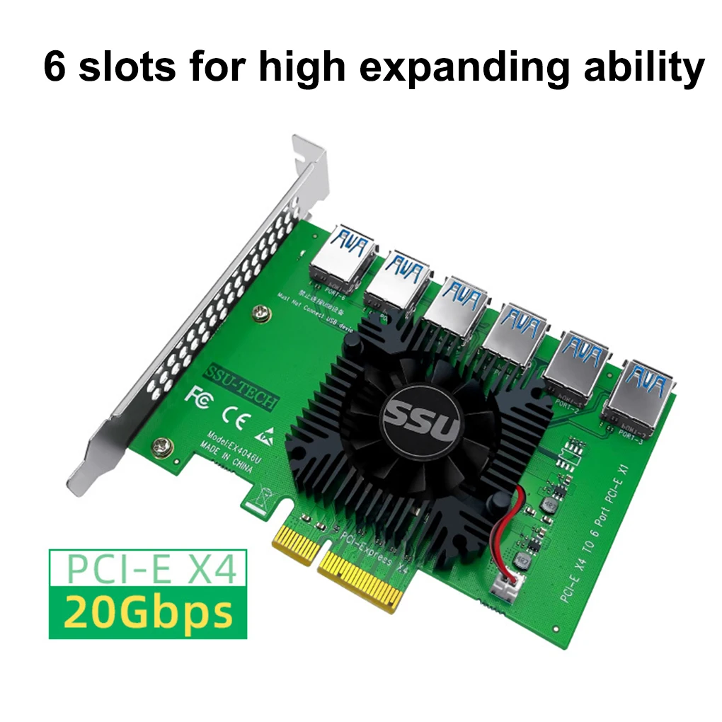 PCI Express X4 20Gb 1 to 6 Riser Card PCI E to PCI E Adapter PCIE Slot ...