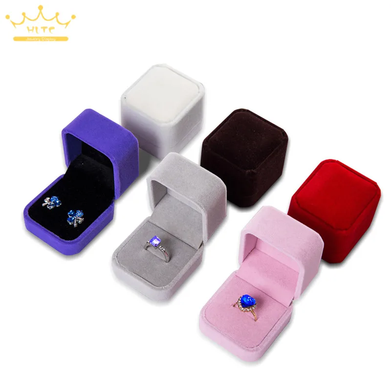 10pcs Engagement Velvet Ring Box Jewelry Display Storage Foldable Case ...