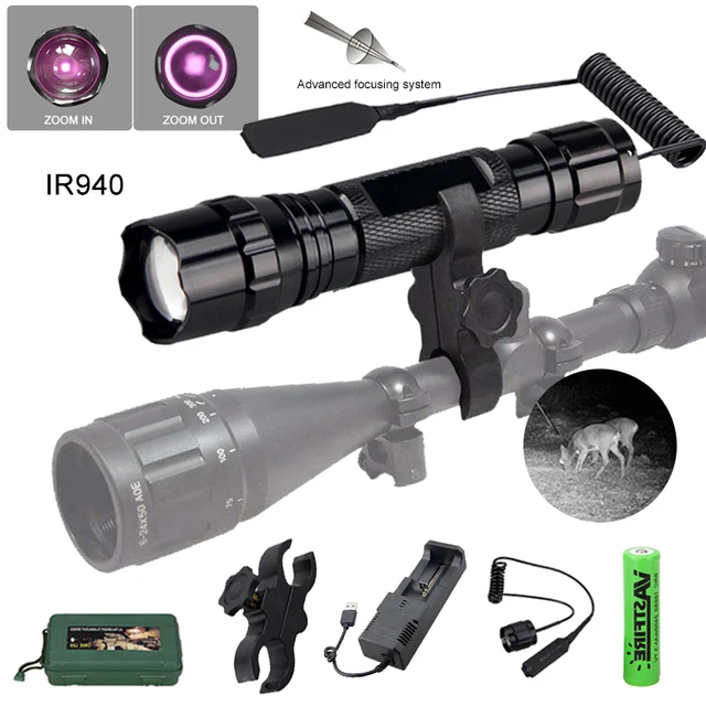 200Yard Led Infravörös Zseblámpa Zoomable Hunting Torch 940 Nm ...