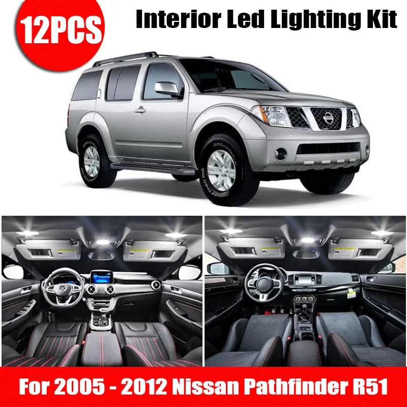 12Pcs-White-Canbus-led-Car-interior-lights-Kit-for-2005-2012-Nissan ...
