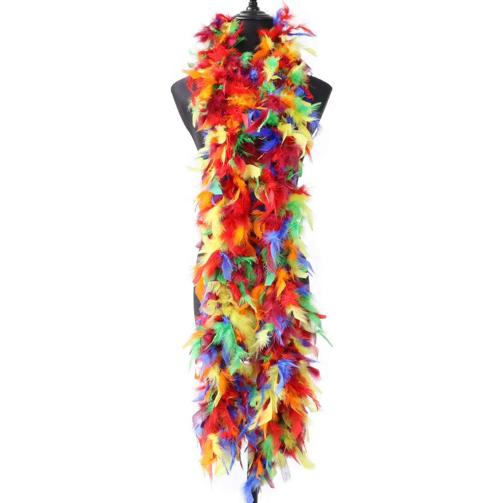 2Yards Rainbow Turkey Feathers Boa Fluffy Ribbon for Clothing Dress ...