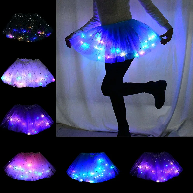 Girl-LED-Mini-Skirt-Glow-LED-Skirt-Glow-Colorful-Light-Tutu-Luminous ...