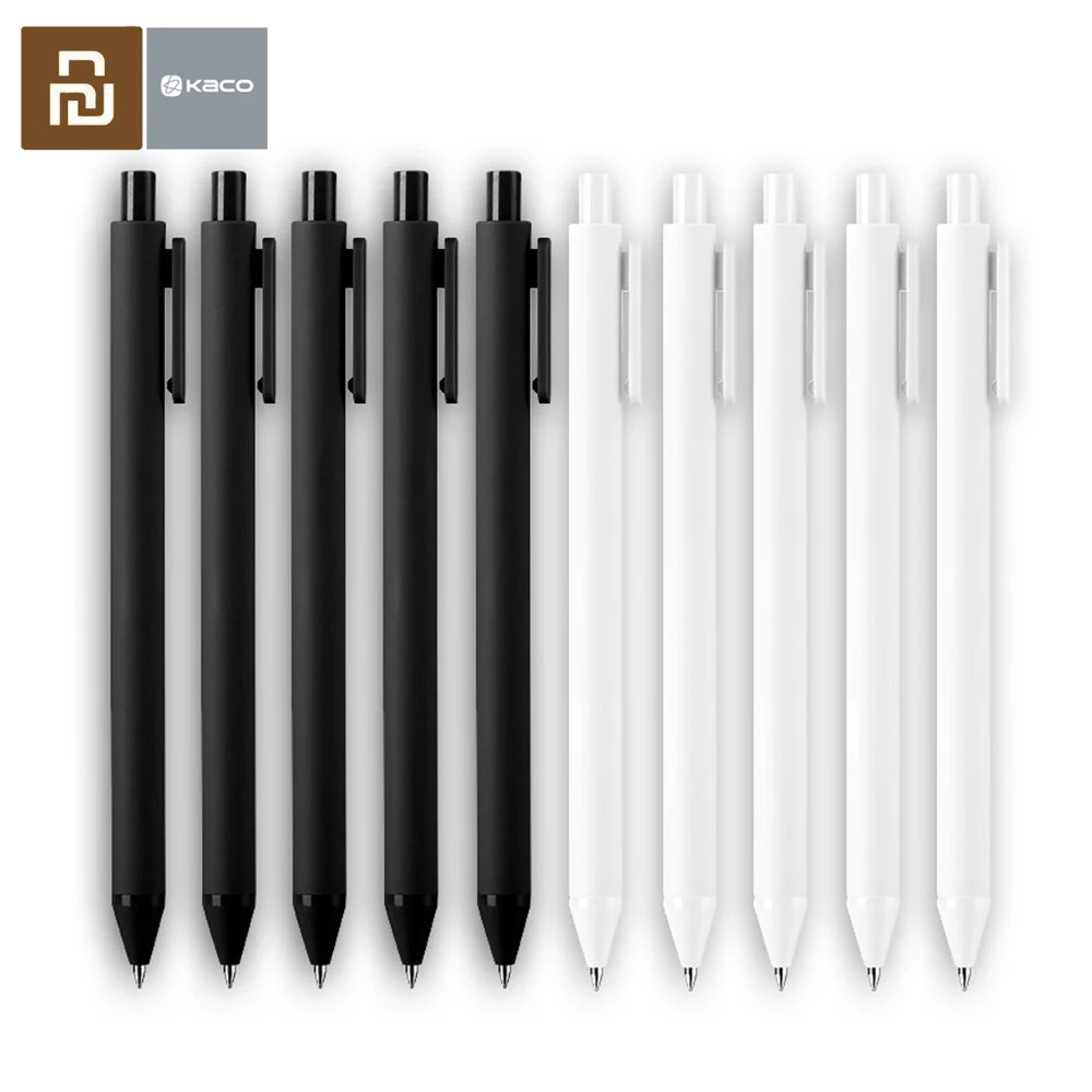 Youpin KACO Gel Pen 0.5mm Black White Color Ink Refills ABS Plastic Pen ...