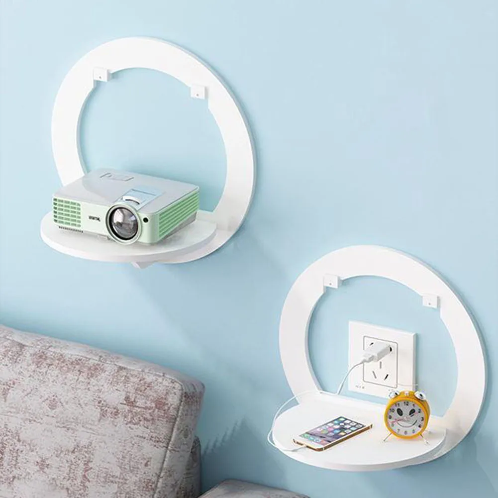 Hole Free Wall Bedroom Mount Fan shaped Shelf Wall Partition Bedside ...