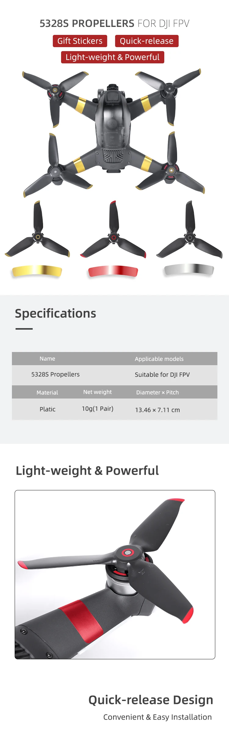 5328S Propellers Quick-release Props with Gift Arm Stickers Accessories ...