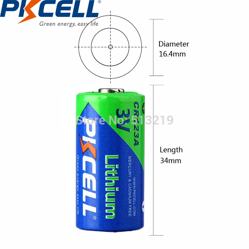 3V-PKCELL 20 piles CR123A 3V, CR17345 KL23a VL123A DL123A 5018LC EL123I ...