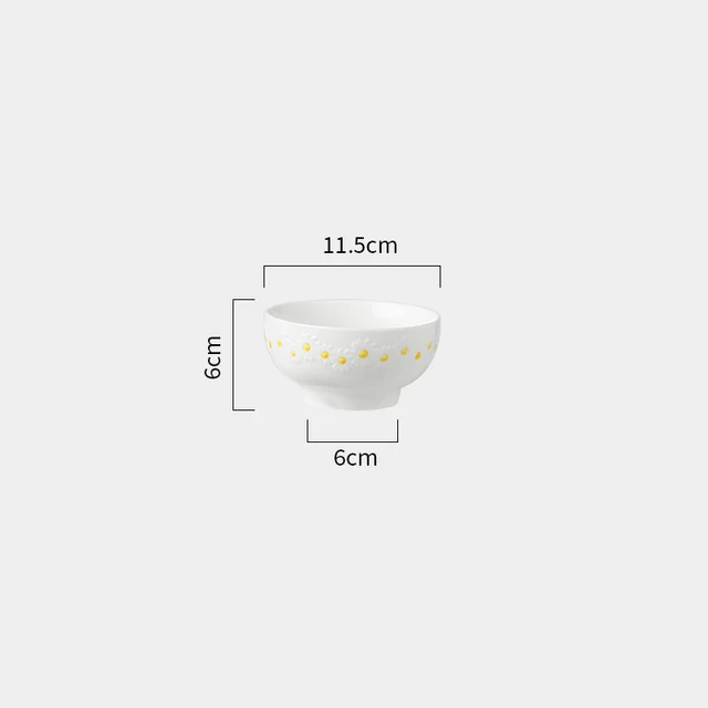 Ceramic Embossed Daisy Dinner Set Plate And Dishes Household Soup Bake ...