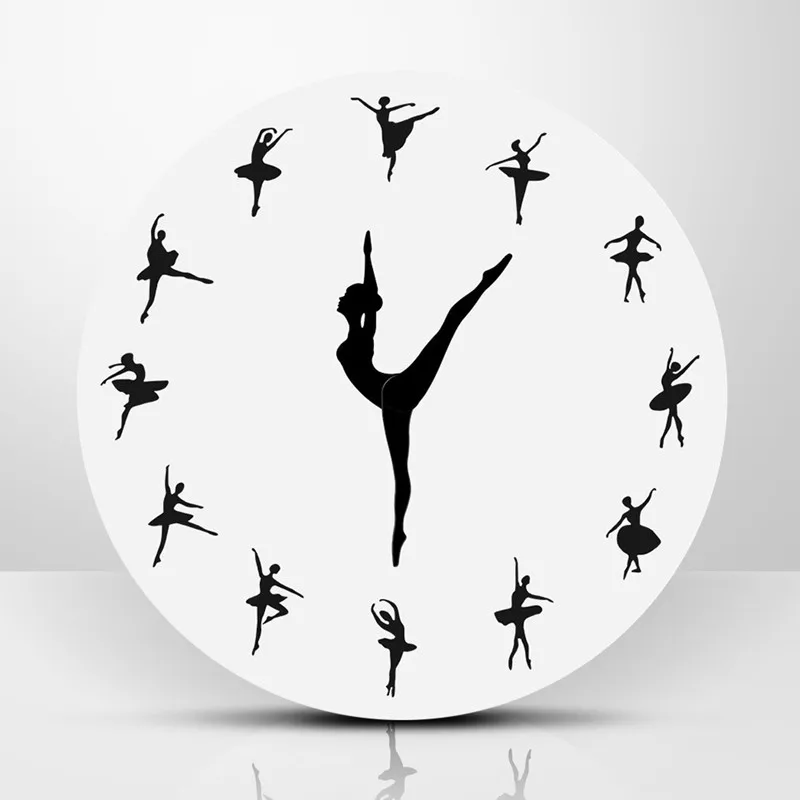 Creative-Ballerina-Postures-Wall-Clock-Fitness-Flexible-Girl-Silent ...