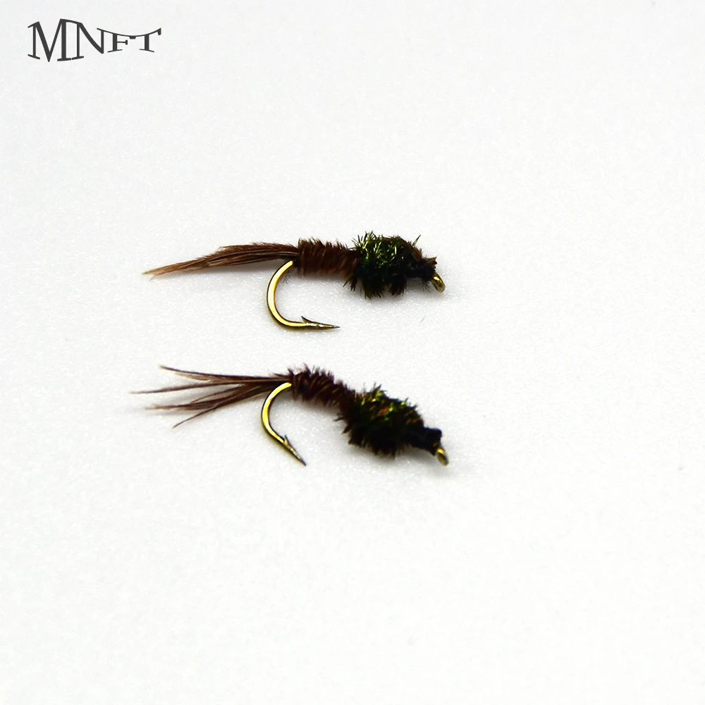 Mnft 10pcs14# Brown Flies Trout Fly Fishing Bait Peacock Brown Hackle ...