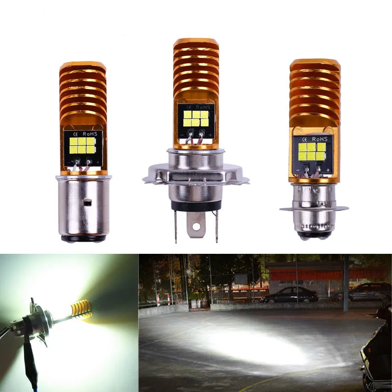 1PC H4 BA20D LED Motorcycle Headlight H6 P15D H6M Bulb Light COB Chips ...