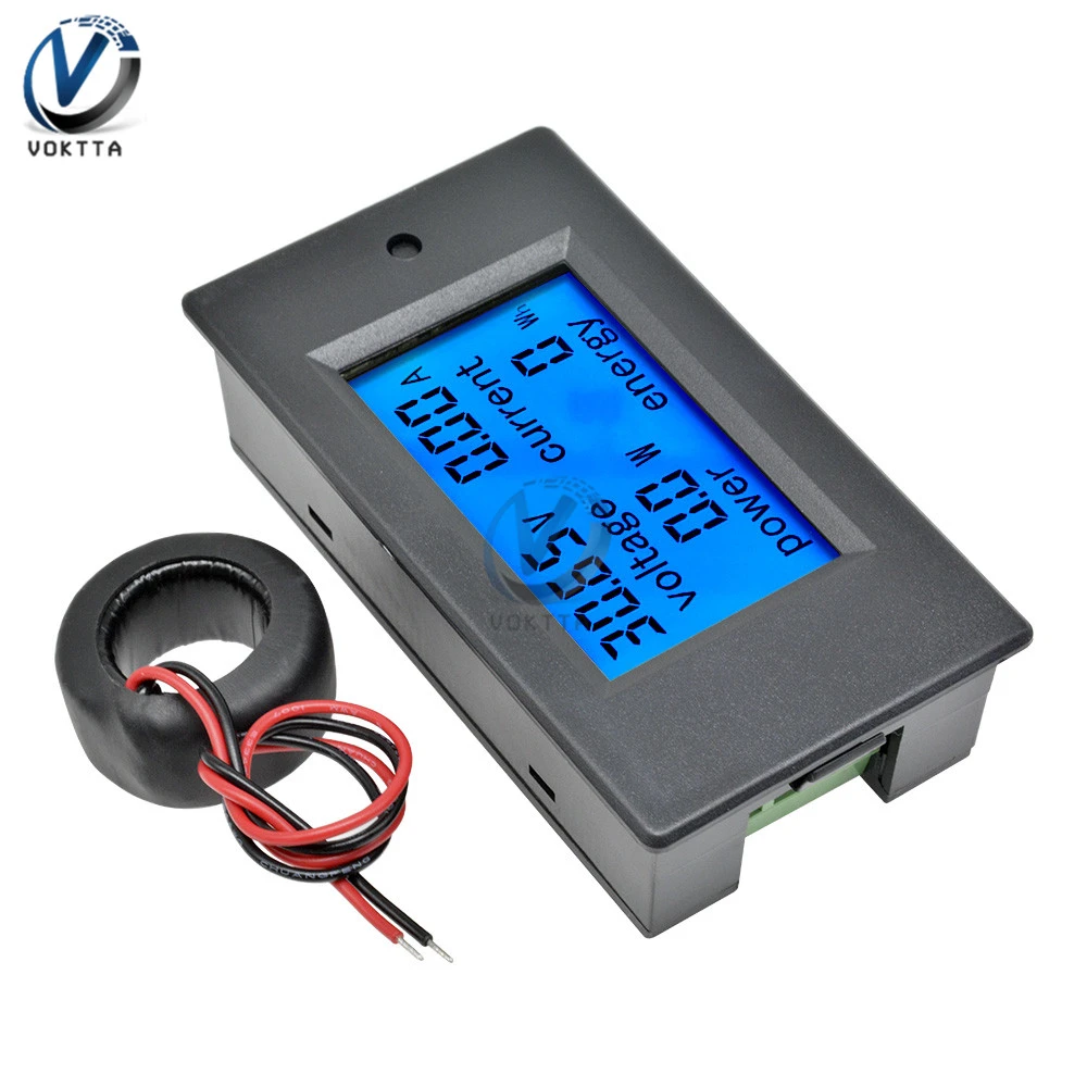 Dc 6.5-100v Ac 80-260v Lcd Power Voltage Display Monitor Power Meter 20a 50a 100a Digital ...
