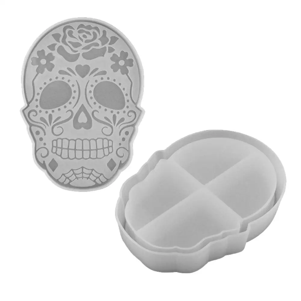 Halloween Rose Skull Mold, Skull Straw Topper Epoxy Resin Silicone 3D ...