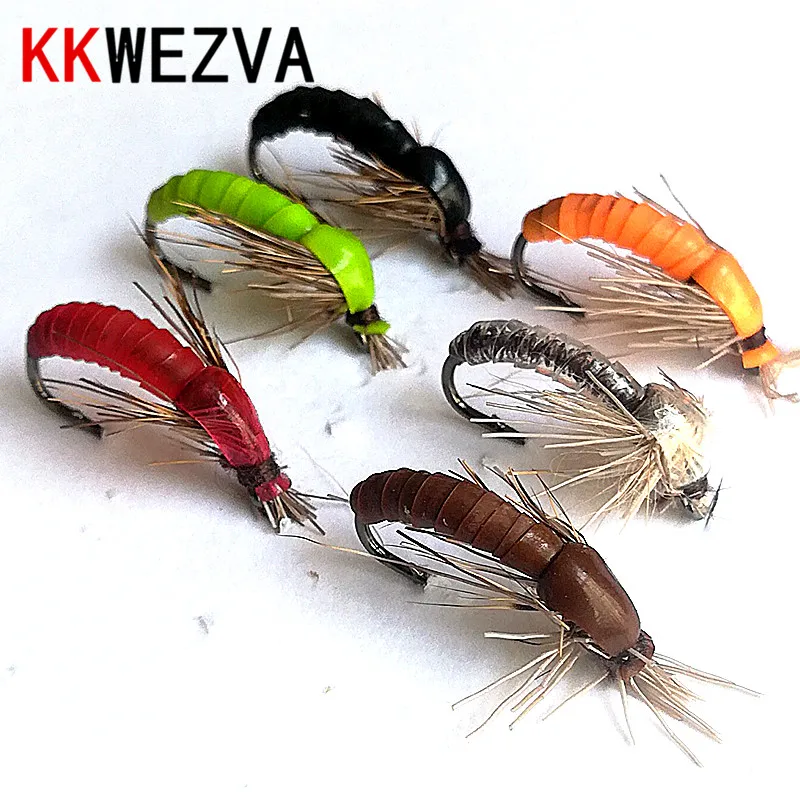 KKWEZVA-18PCS-Color-Silicone-Material-Sinking-Nymph-Scud-Fly-Bug-Worm ...